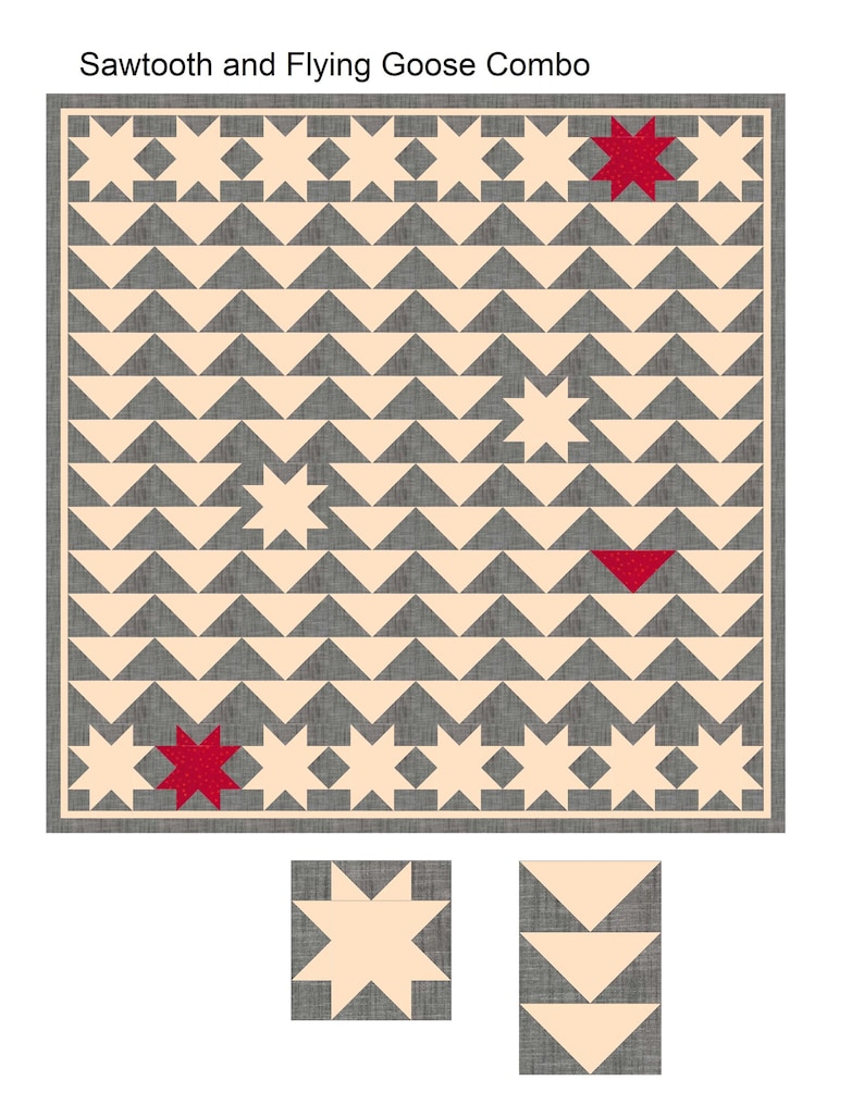Sawtooth Star & Flying Geese Quilt Block Pattern: Combo Set (PDF ...