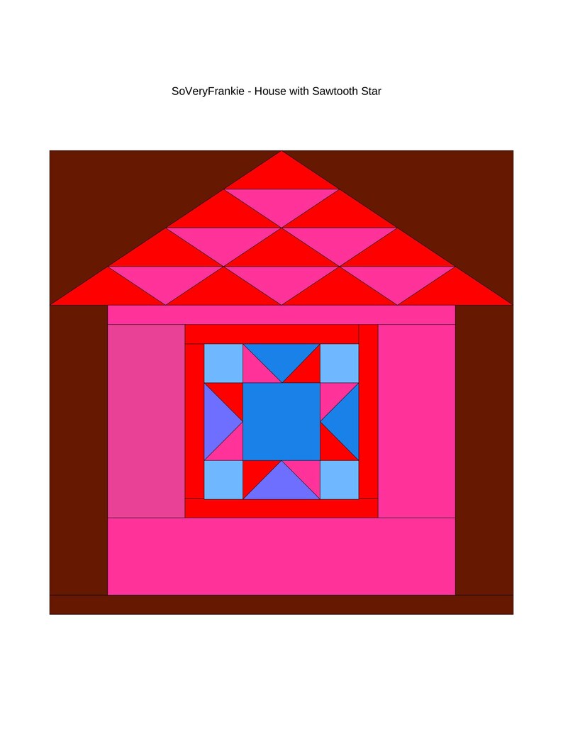 House With Sawtooth Star Quilt Block FPP Pattern (PDF Download) - Etsy
