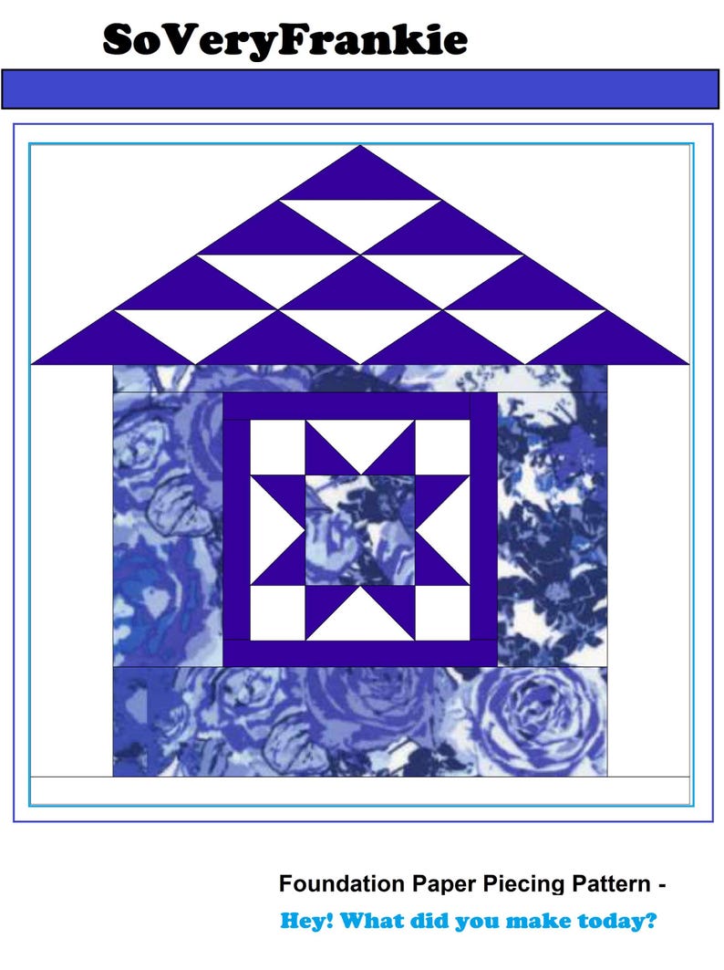 House With Sawtooth Star Quilt Block FPP Pattern (PDF Download) - Etsy