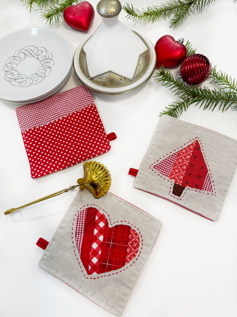 Holiday Mug Rug PDF Pattern: Star, Heart, Tree Coaster Set - Etsy
