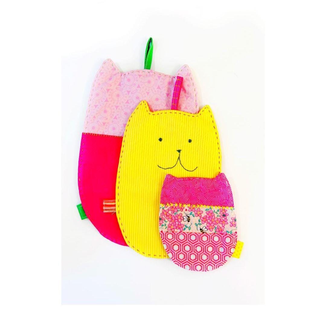 Cat Potholder PDF Pattern: Quilted Patchwork, 3 Sizes + Coaster - Etsy