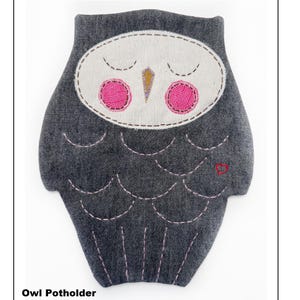 OWL Potholder , Printable PDF Pattern, Kitchen DIY Sewing, Patchwork ...