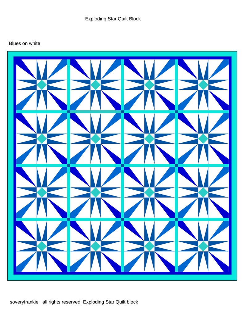Exploding Star Quilt Block Pattern, 6 Sizes, PDF Instant Download, Traditionally Pieced and FPP ...
