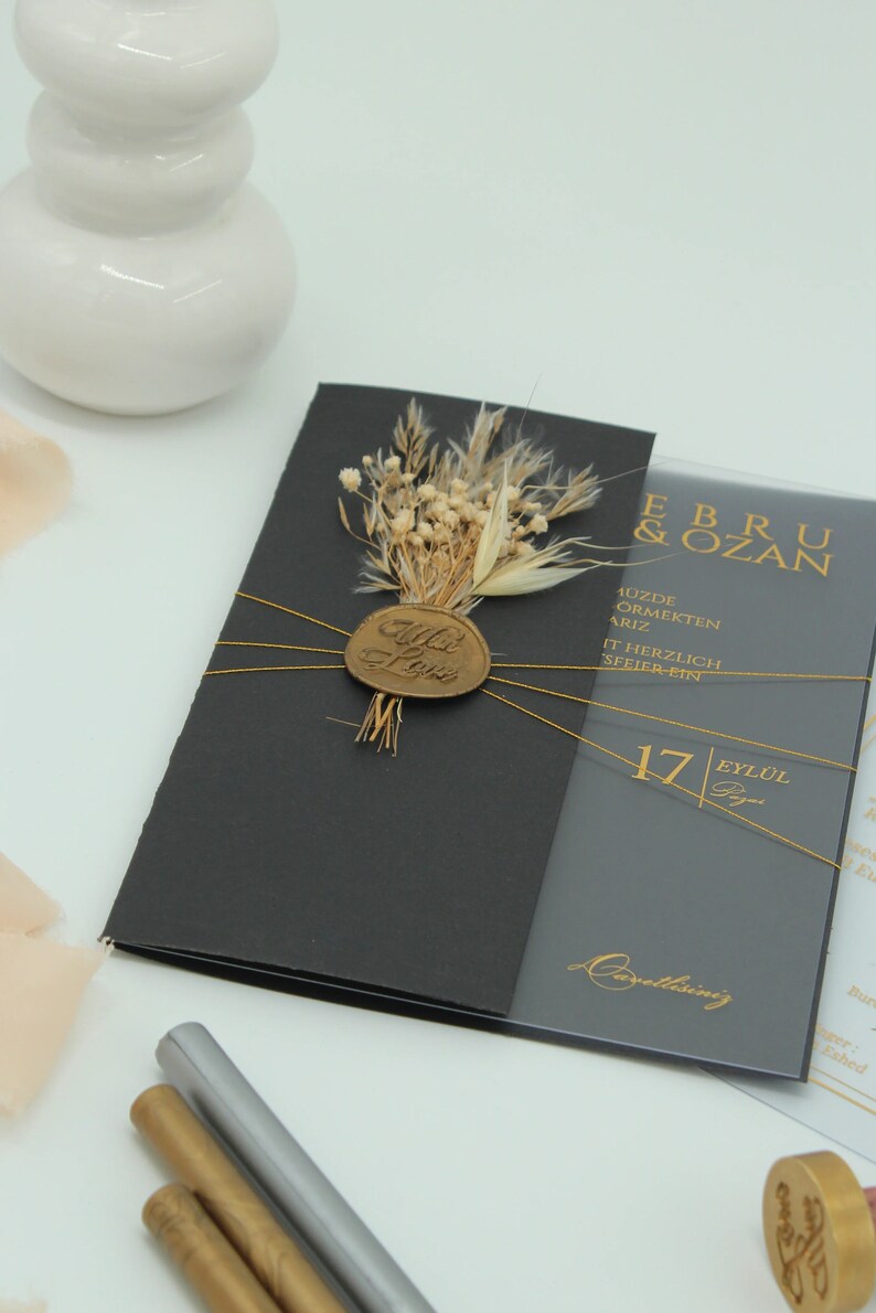 Code: 1012 Acrylic Handmade Black Wedding Invitation - Etsy