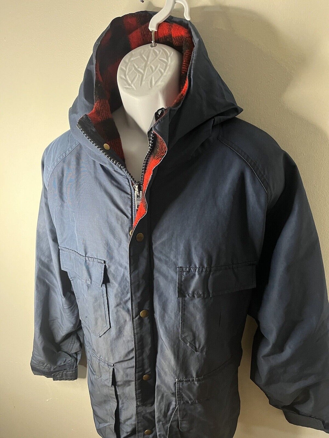 Vintage LL Bean Baxter State Parka Plaid Flannel Hooded Coat XL Made in ...