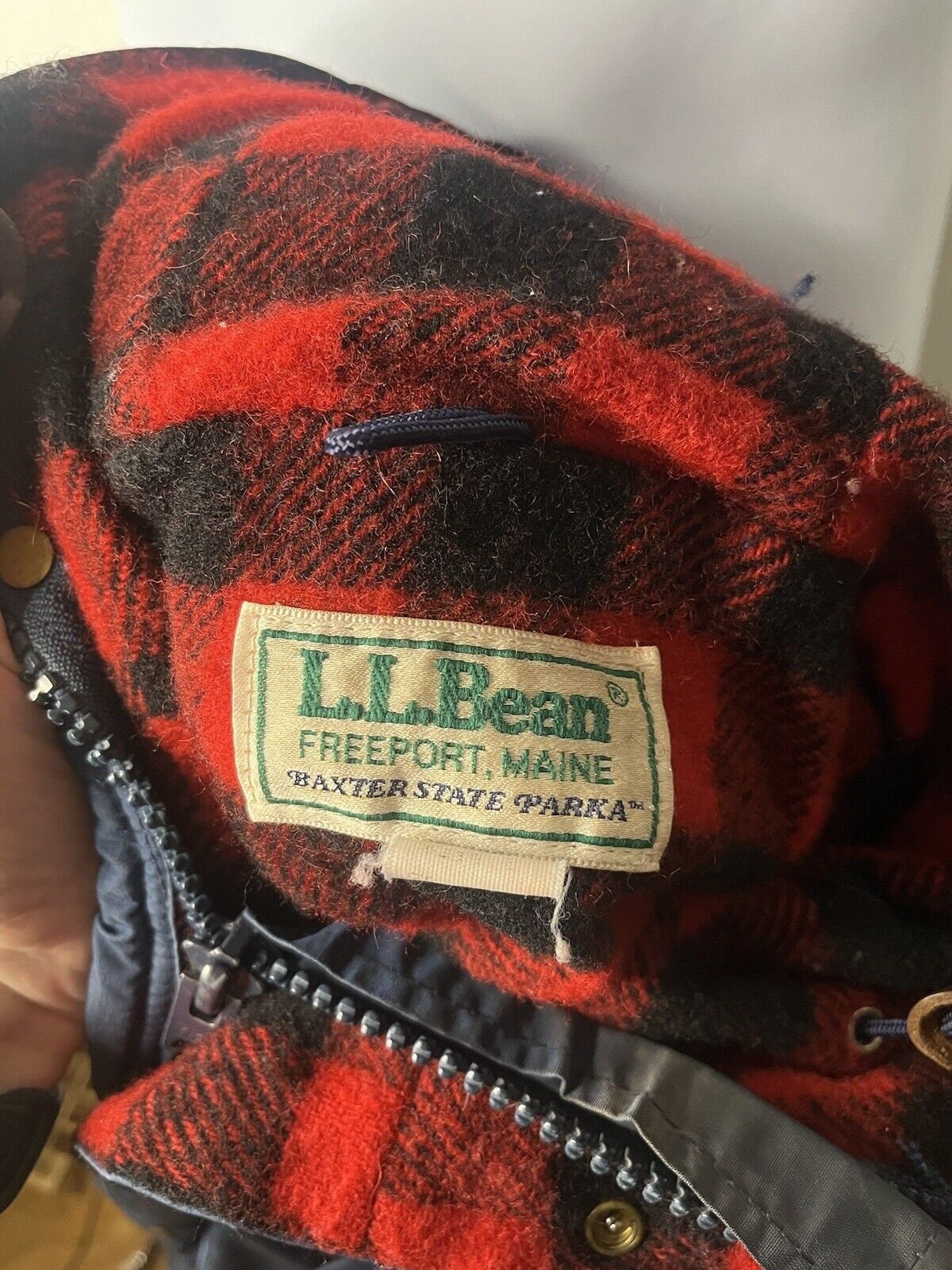 Vintage LL Bean Baxter State Parka Plaid Flannel Hooded Coat XL Made in ...