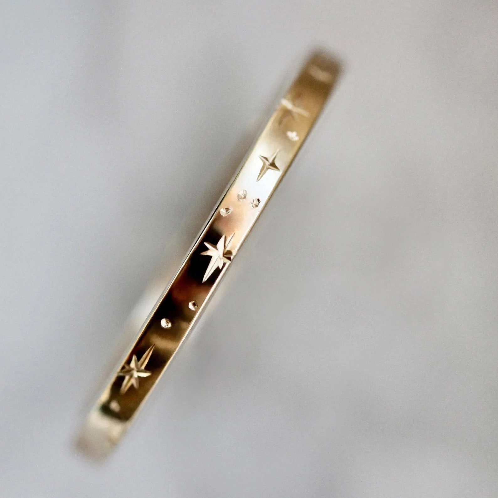 Star Engraved Gold Wedding Ring, Celestial Band - Etsy