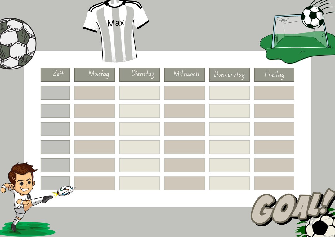 Personalized Timetable, Football, Gift for Enrollment, Digital ...