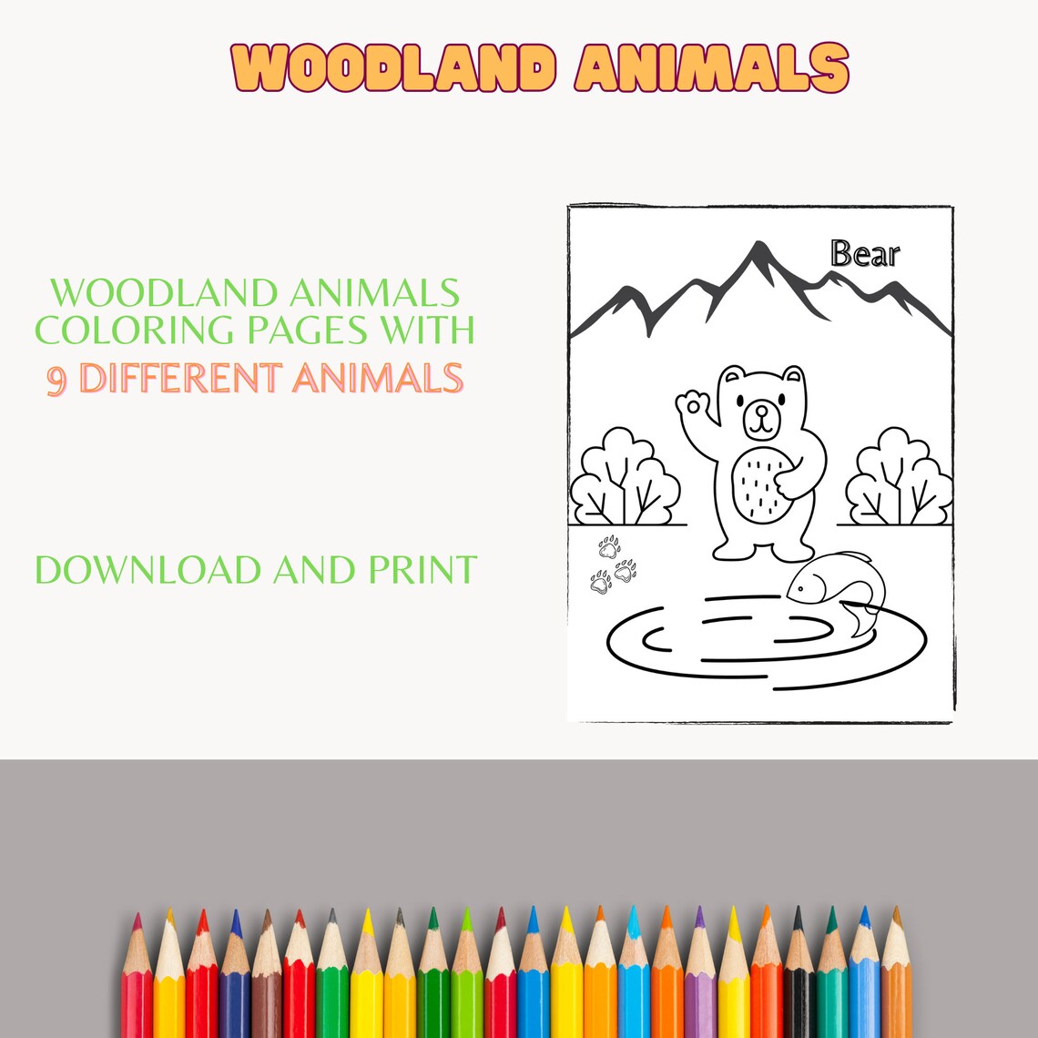 Woodland Animals Coloring Pages, Coloring Pages for Kids, Toodler ...
