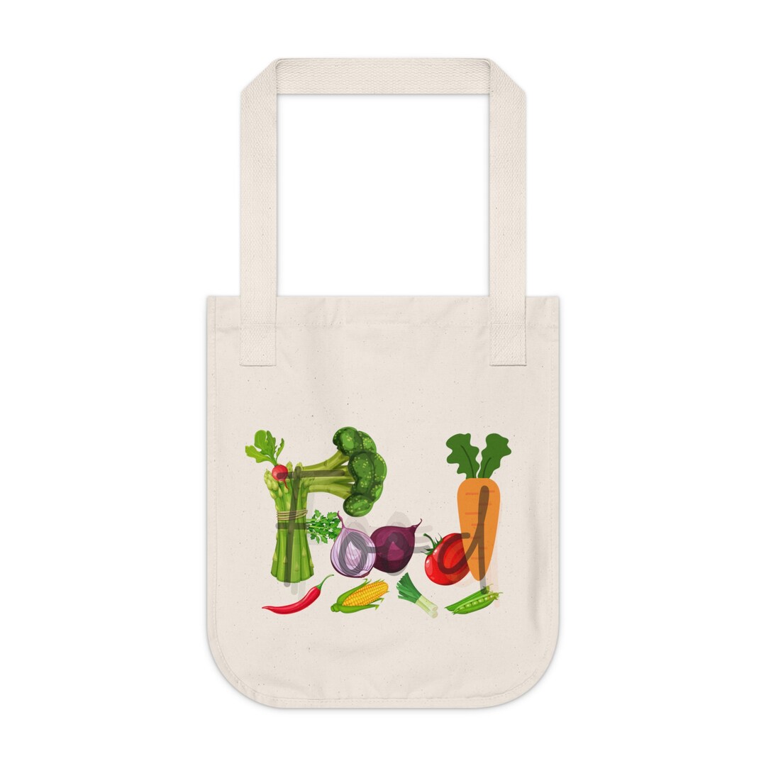 Organic Cotton Canvas Tote Bag, Vegetables Produce Design - Etsy