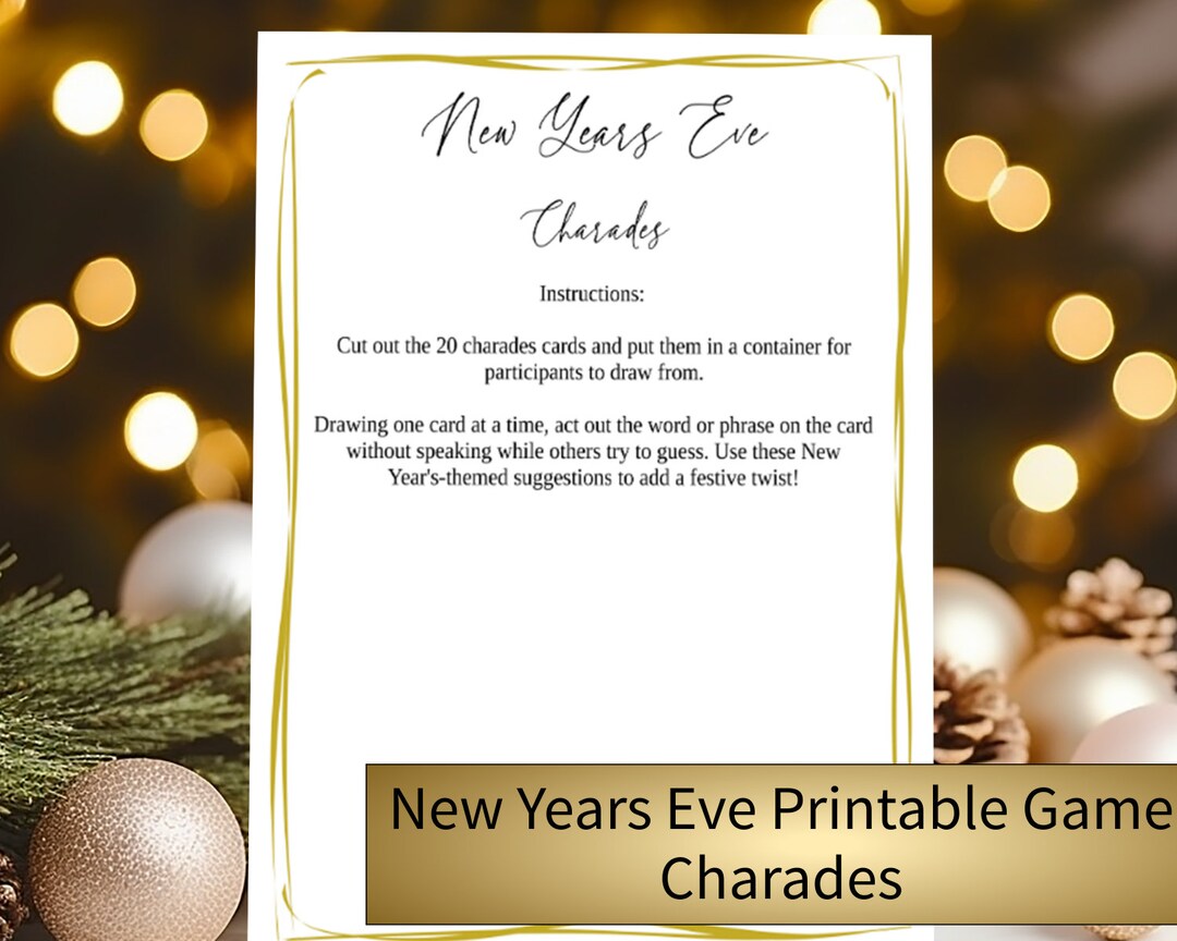 Charades New Years Eve Game Printable New Years Eve Game Instant Access ...