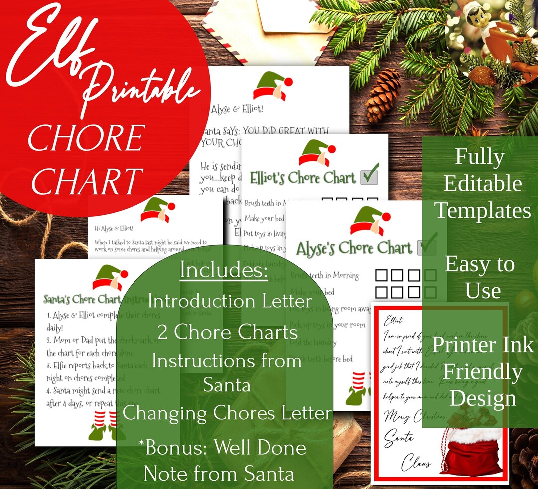 Elf Letters & Chore Chart Printables Instant Access 8 - Etsy
