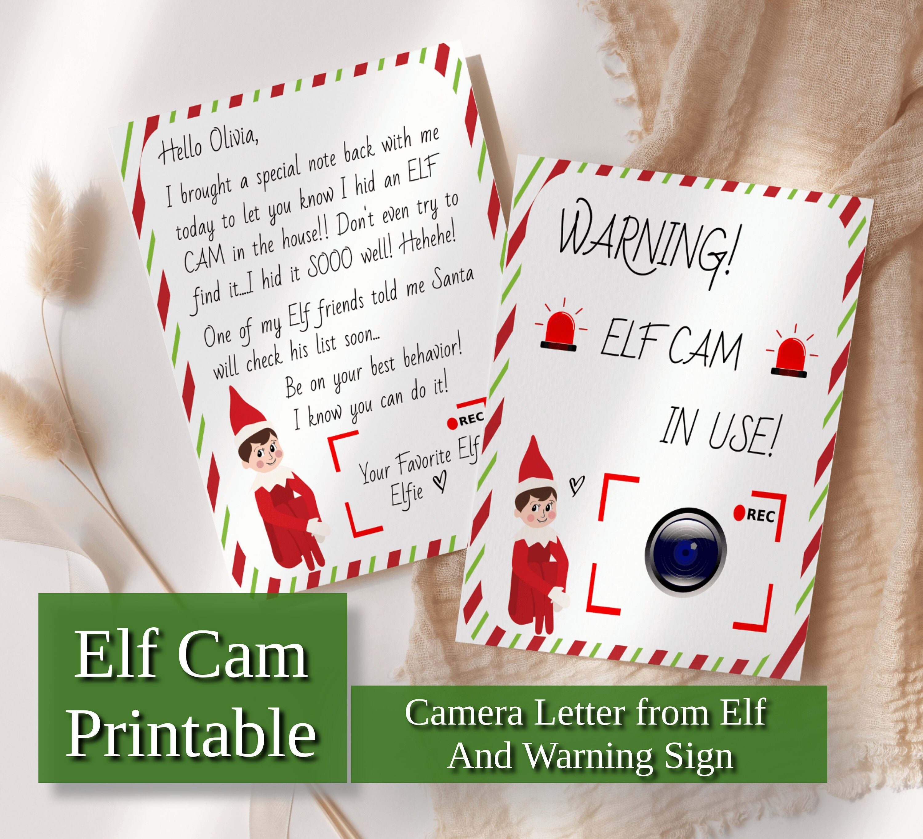 Elf Cam Letter and Camera Warning Sign Elf Letter Instant Access ...