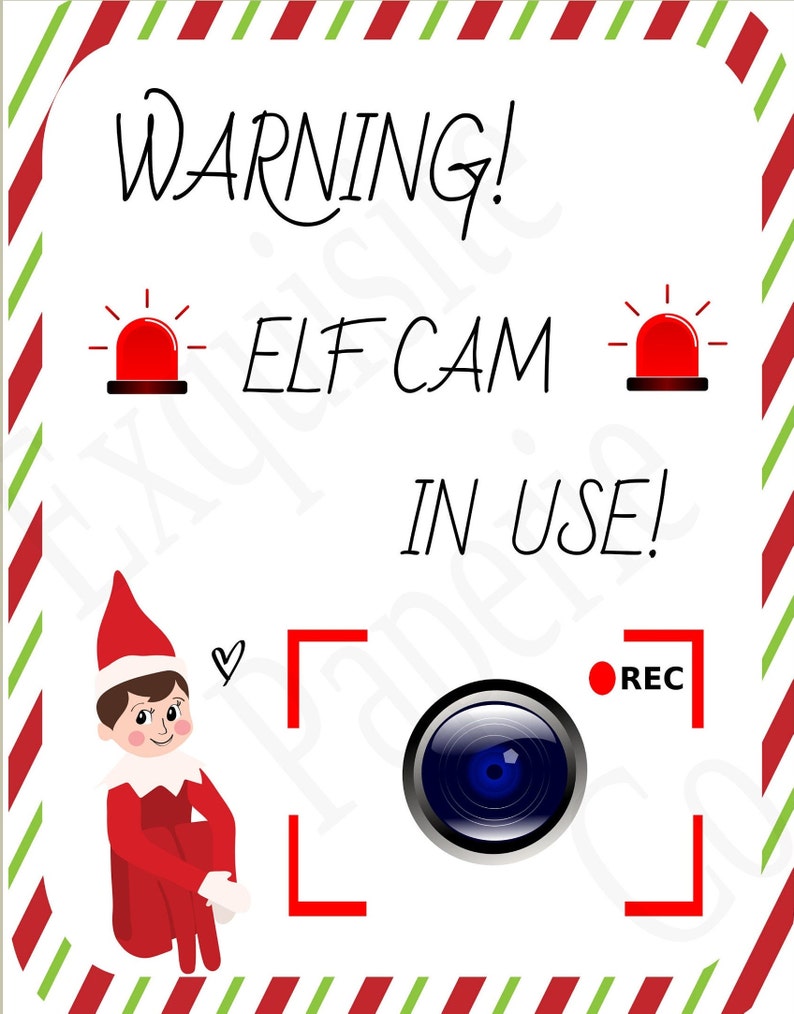 Elf Cam Letter and Camera Warning Sign Elf Letter Instant Access ...
