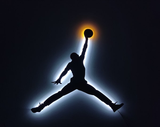 Michael Jordan Wood Wall Art With Rgb Led Light, Michael Jordan Home ...