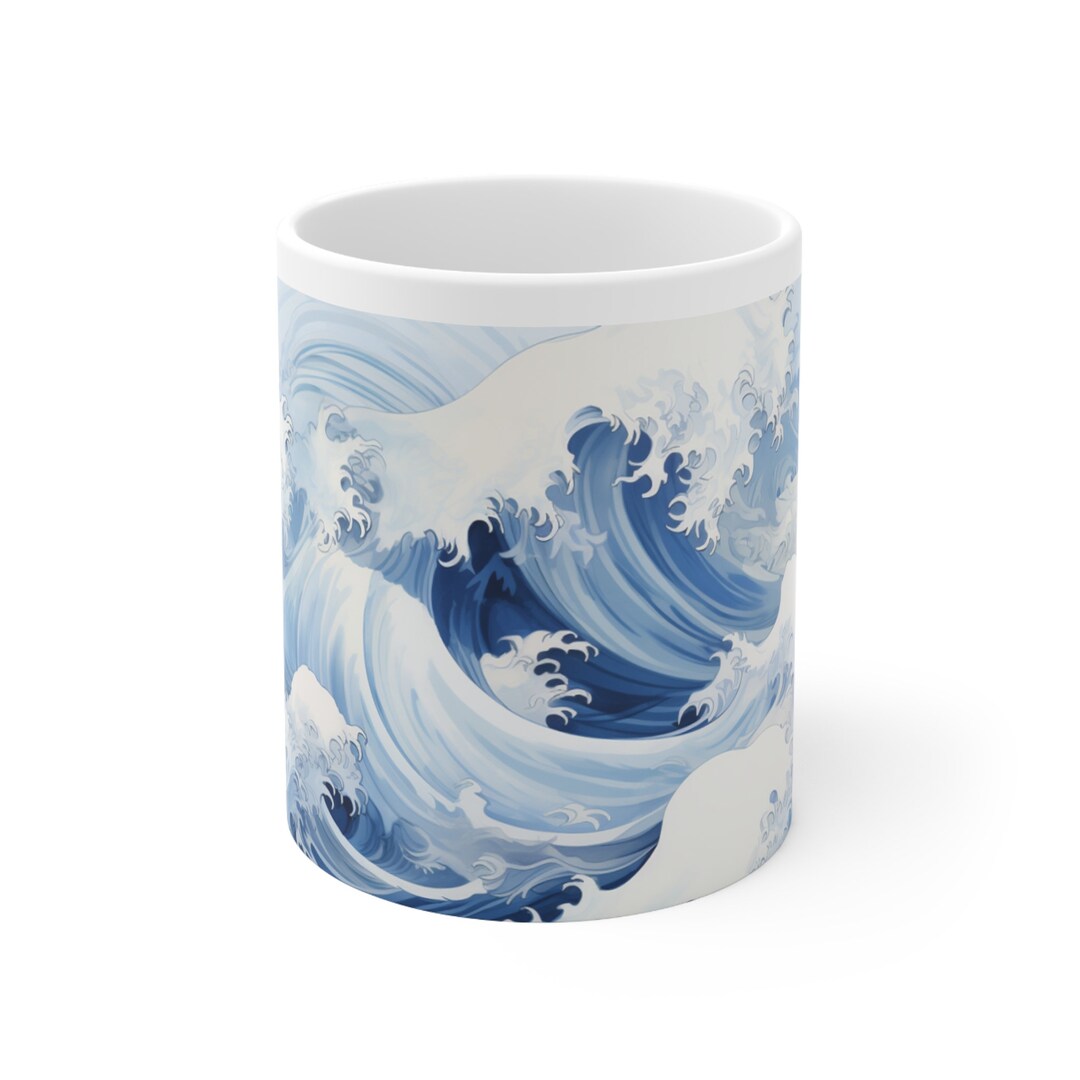 Chinoiserie Blue and White Wave Coffee Mug Tea Mug Gift for - Etsy
