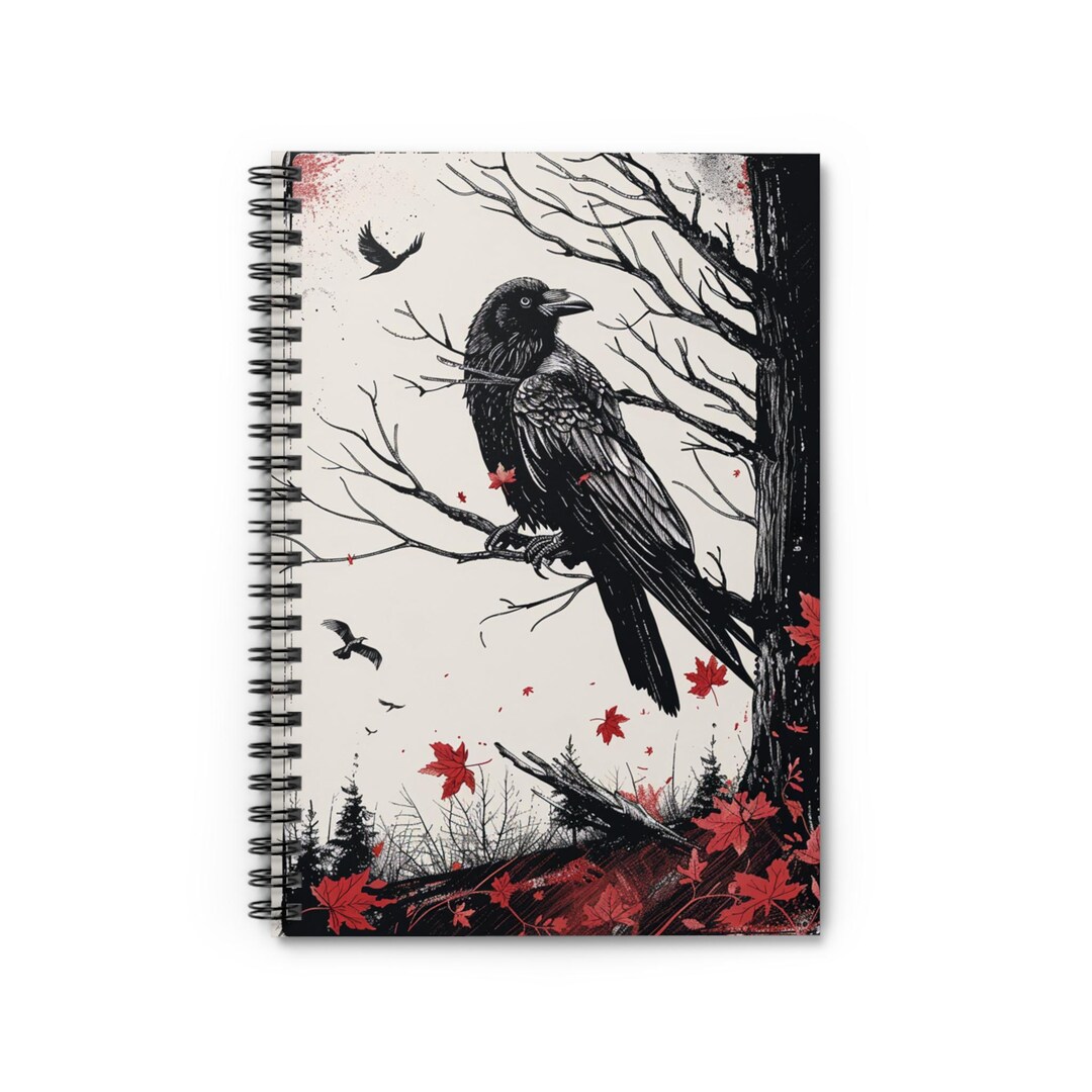 Raven Journal: Gothic Red Leaves Spiral Notebook - Etsy