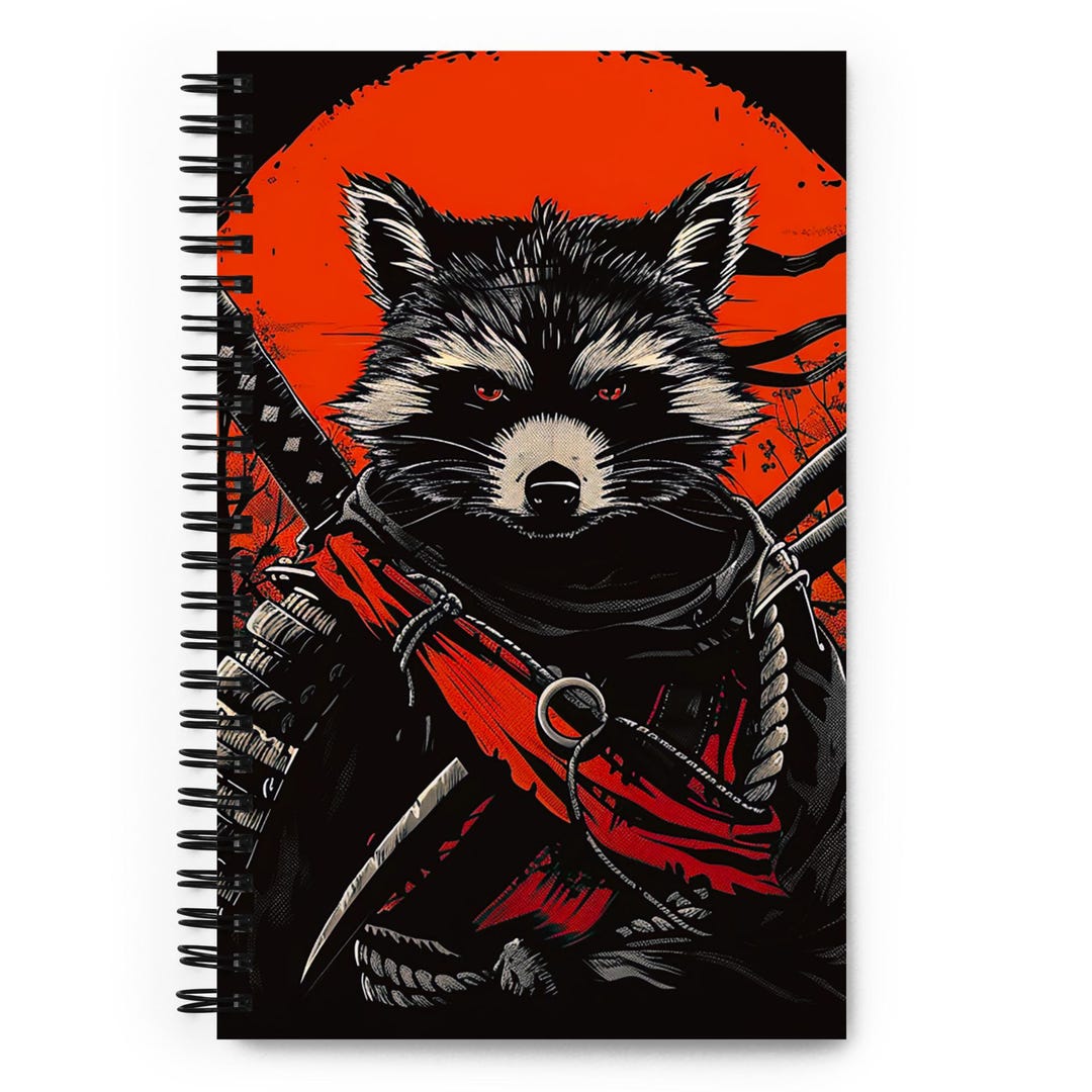 Ninja Raccoon Journal - Illustrated Spiral Notebook With Warrior Animal ...