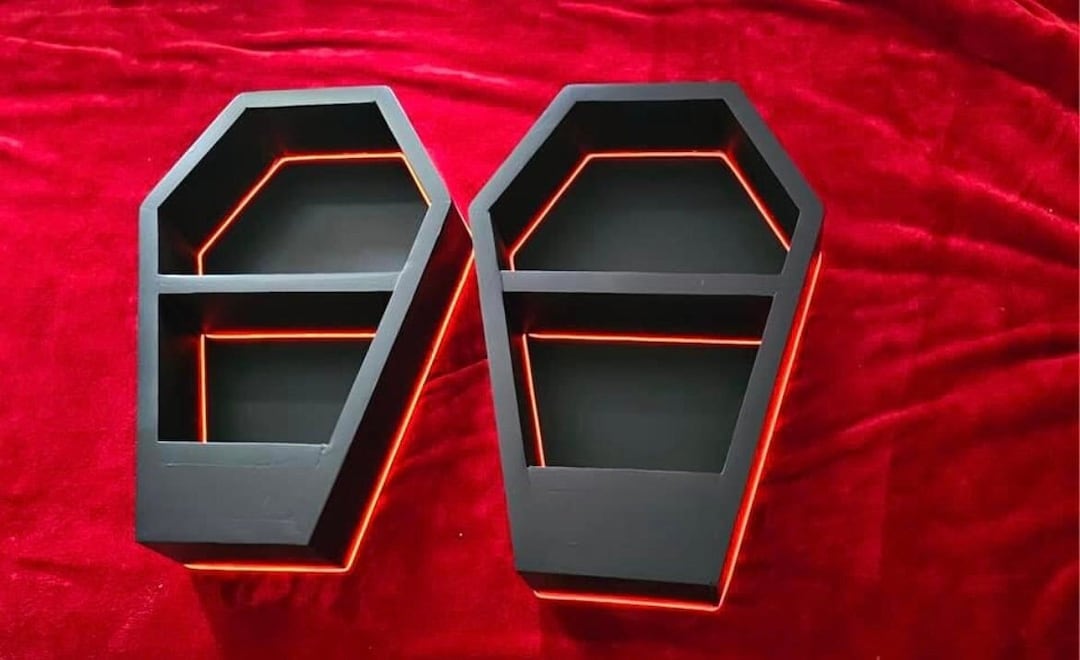 Handcrafted Halloween Coffin Shelves With Lights, Custom Made Coffins ...