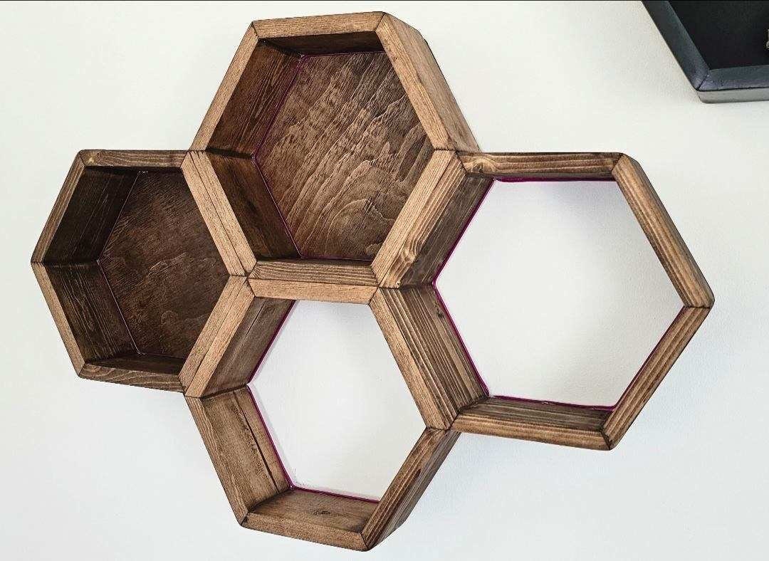 Handcrafted Wooden Honeycomb Shelves With LED Lights 3.5 Depth - Etsy
