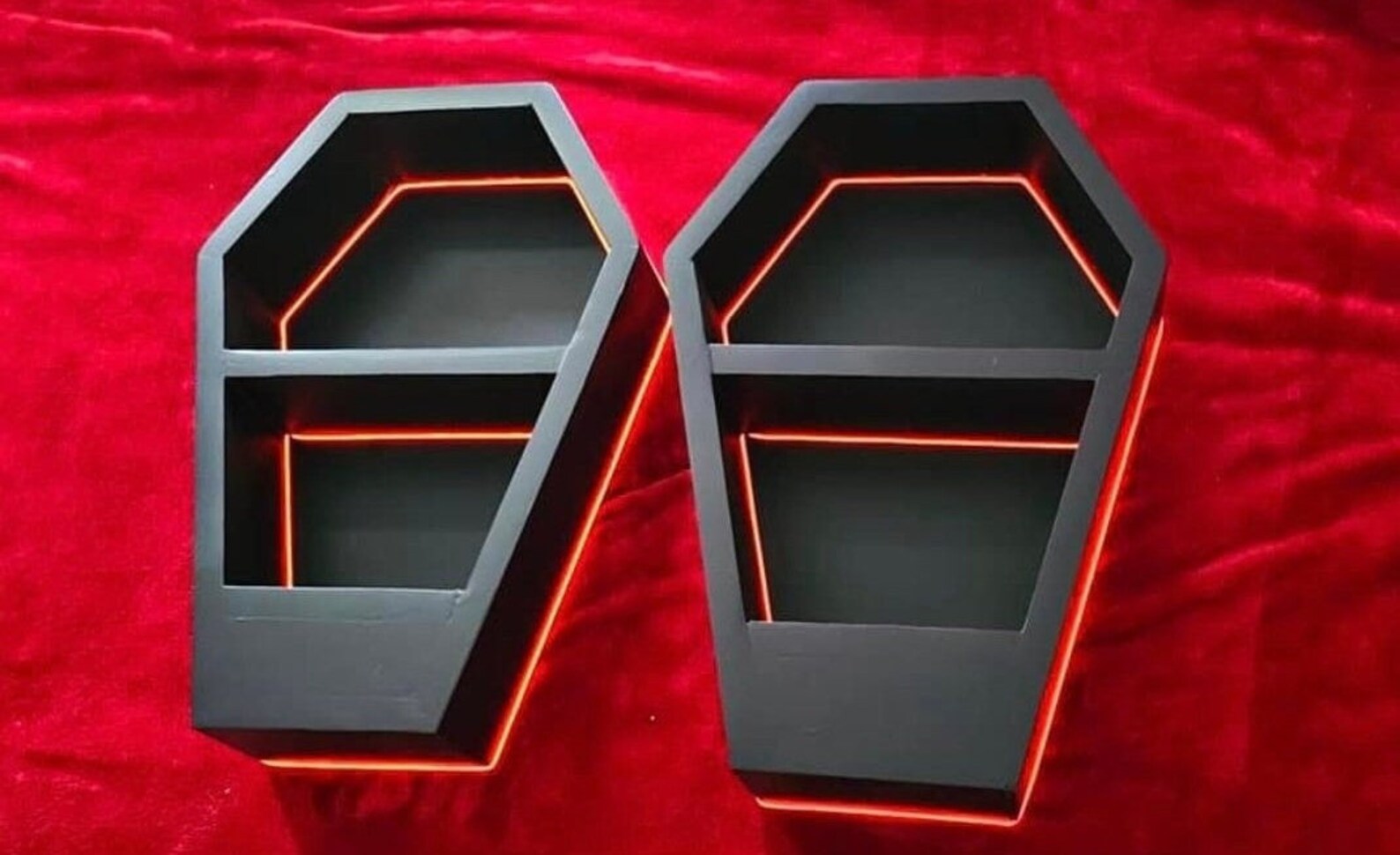 Handcrafted Halloween Coffin Shelves With Lights, Custom Made Coffins ...