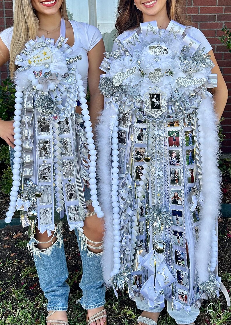 Custom HOCO Homecoming Mum Braid: Senior Photo Chain, Ribbon Colors - Etsy