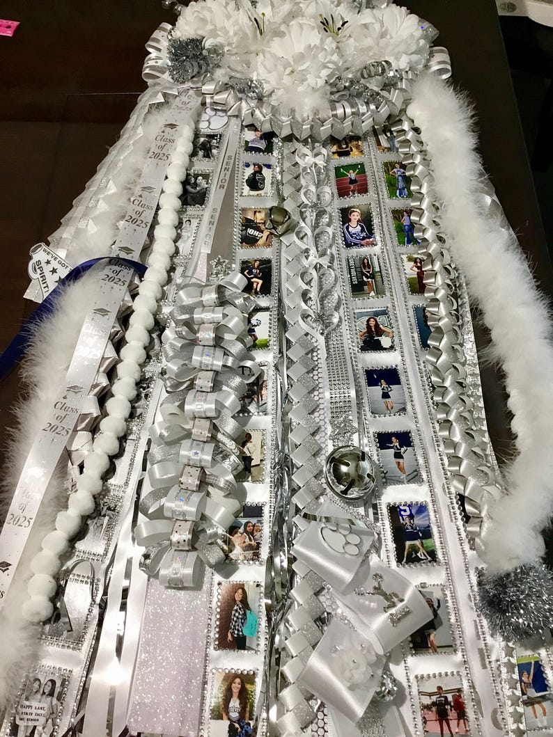 Custom HOCO Homecoming Mum Braid: Senior Photo Chain, Ribbon Colors - Etsy