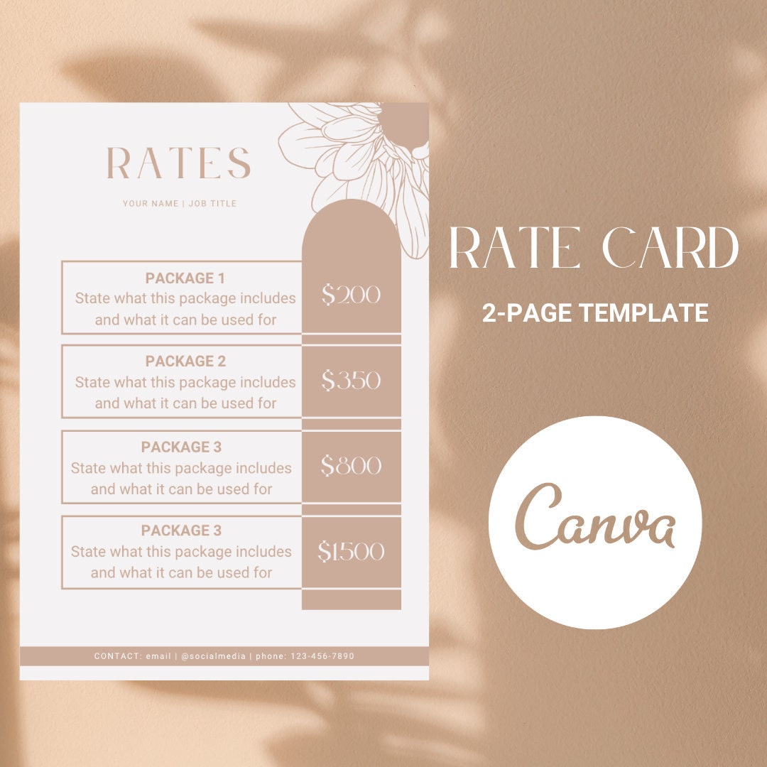 UGC and Content Creator Rate Card Rate Sheet, Rate Sheet Template, Rate ...