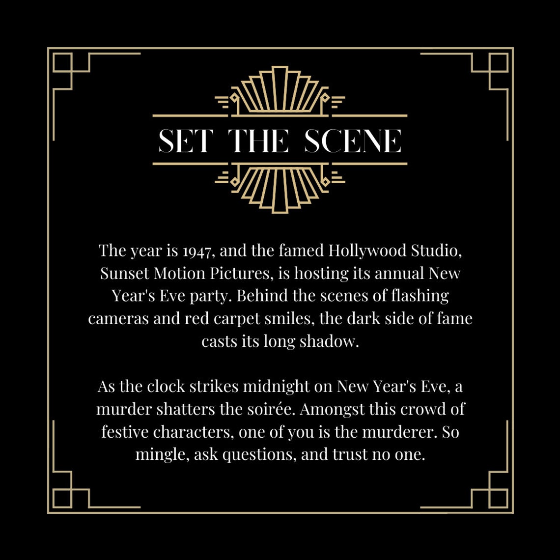 Hollywood Glamour Murder Mystery Game Murder Mystery Party Murder ...