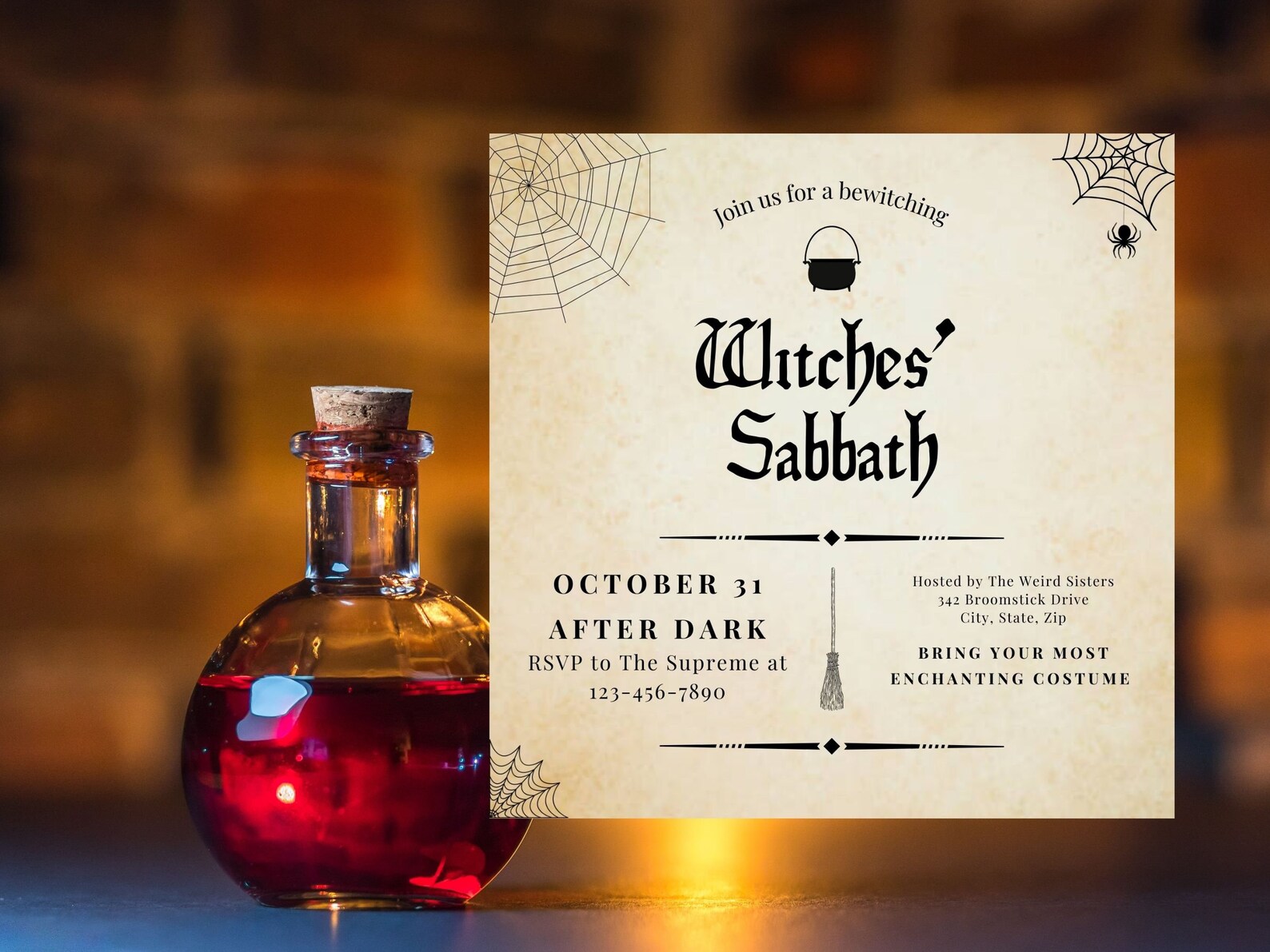 Halloween Invitation Template| Witch Invitation | Halloween Invitation ...
