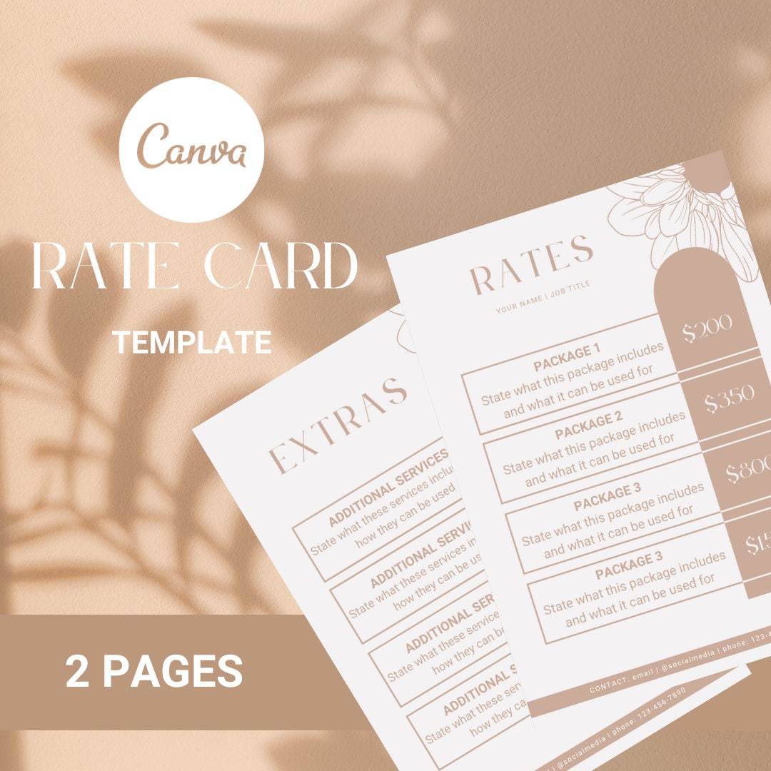 UGC and Content Creator Rate Card Rate Sheet, Rate Sheet Template, Rate ...