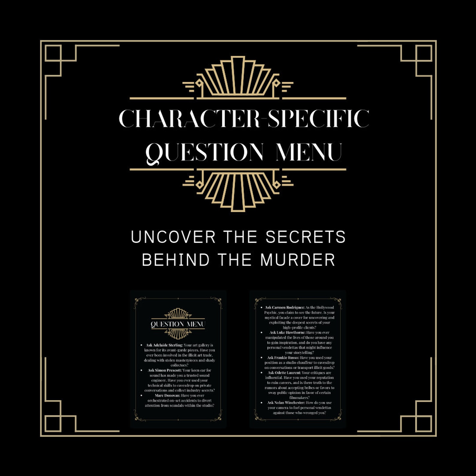 Hollywood Glamour Murder Mystery Game | Murder Mystery Party | Murder ...