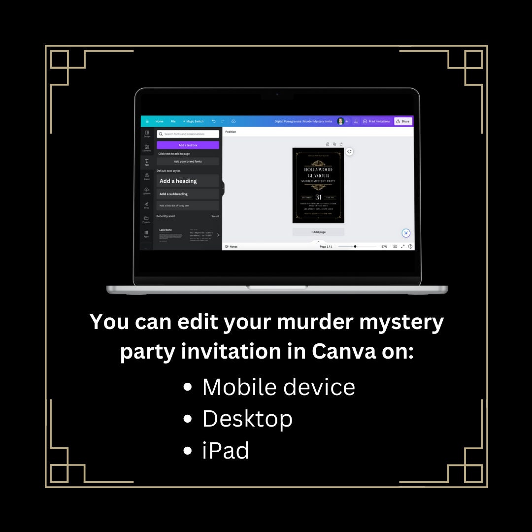 Hollywood Glamour Murder Mystery Game Murder Mystery Party Murder ...