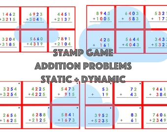 Montessori Math 4-digit Stamp Game Addition With Small Cards - Etsy