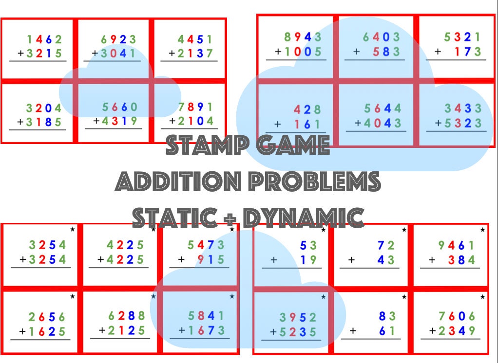 Montessori Stamp Game Addition Problem Cards - Etsy