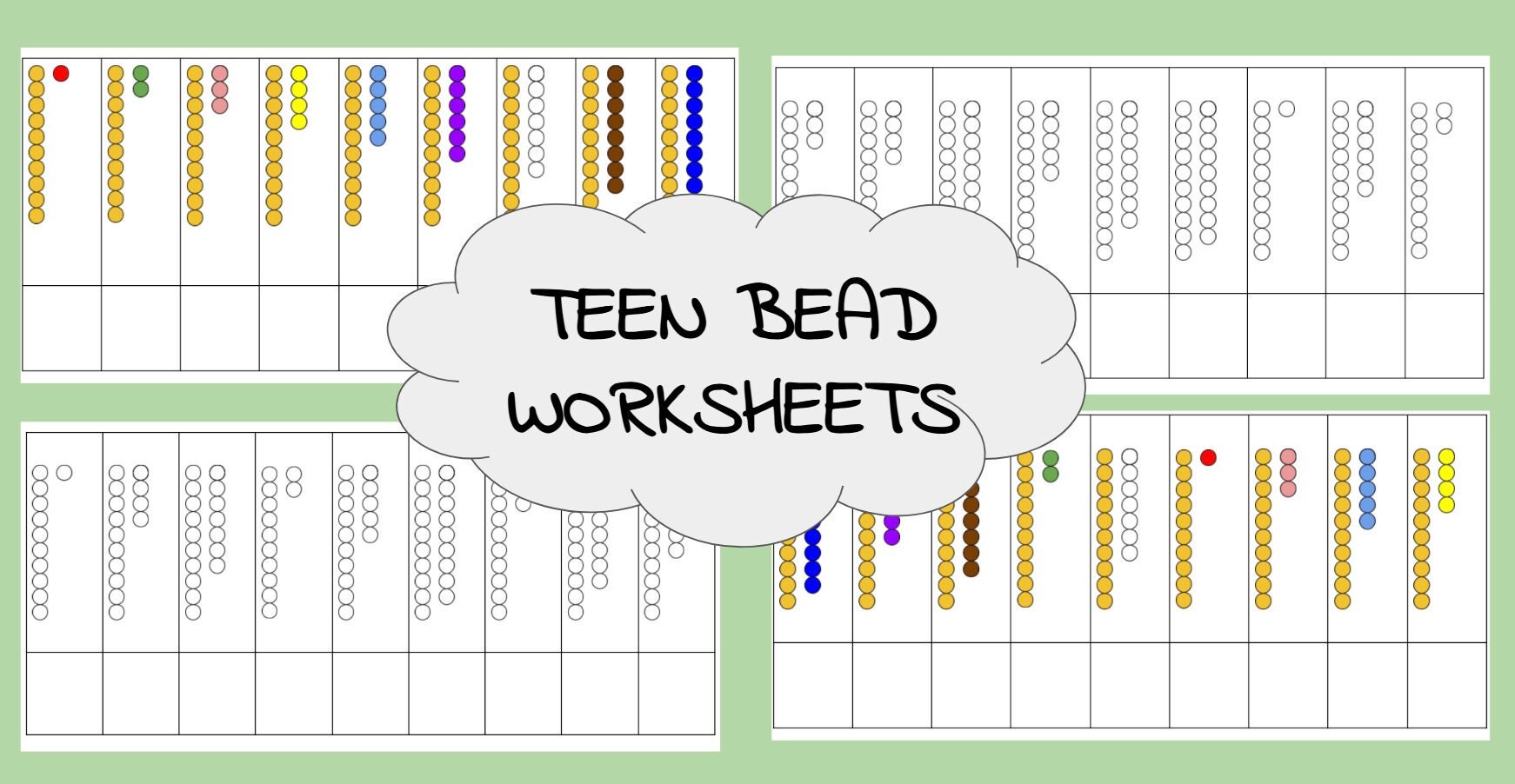 Montessori Teen Bead Worksheets - Etsy