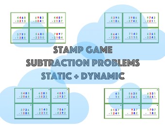 Subtraction Problem Cards Montessori 72 Problems - Etsy