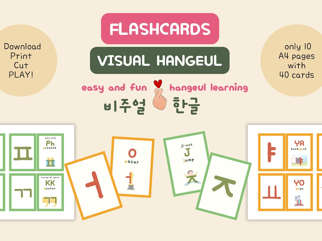 Printable Hangul Flashcards Memorize Korean Alphabet Quickly Visual ...