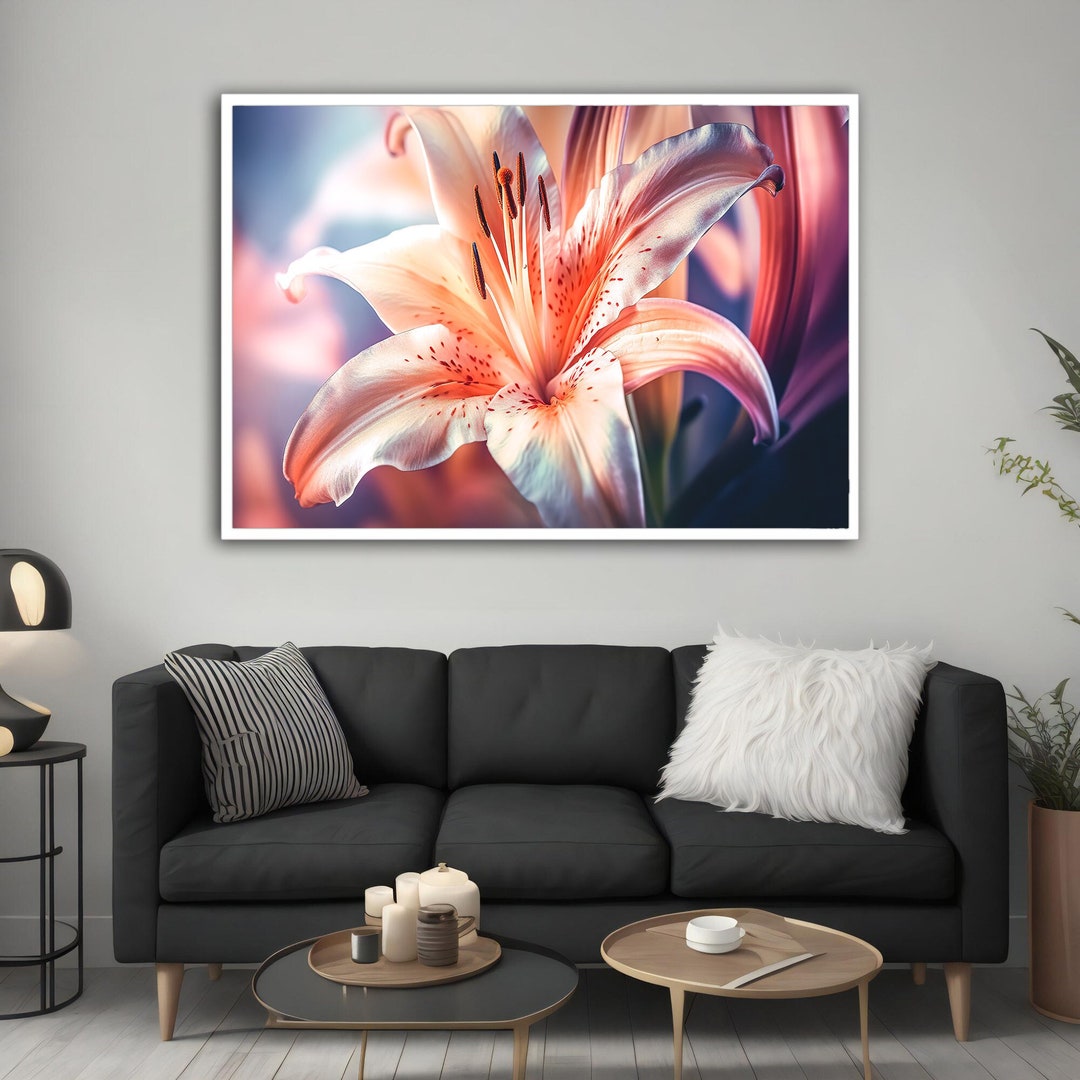 Lily Flower Modern Canvas, Lily Flower Wall Art, Lily Flower Poster ...
