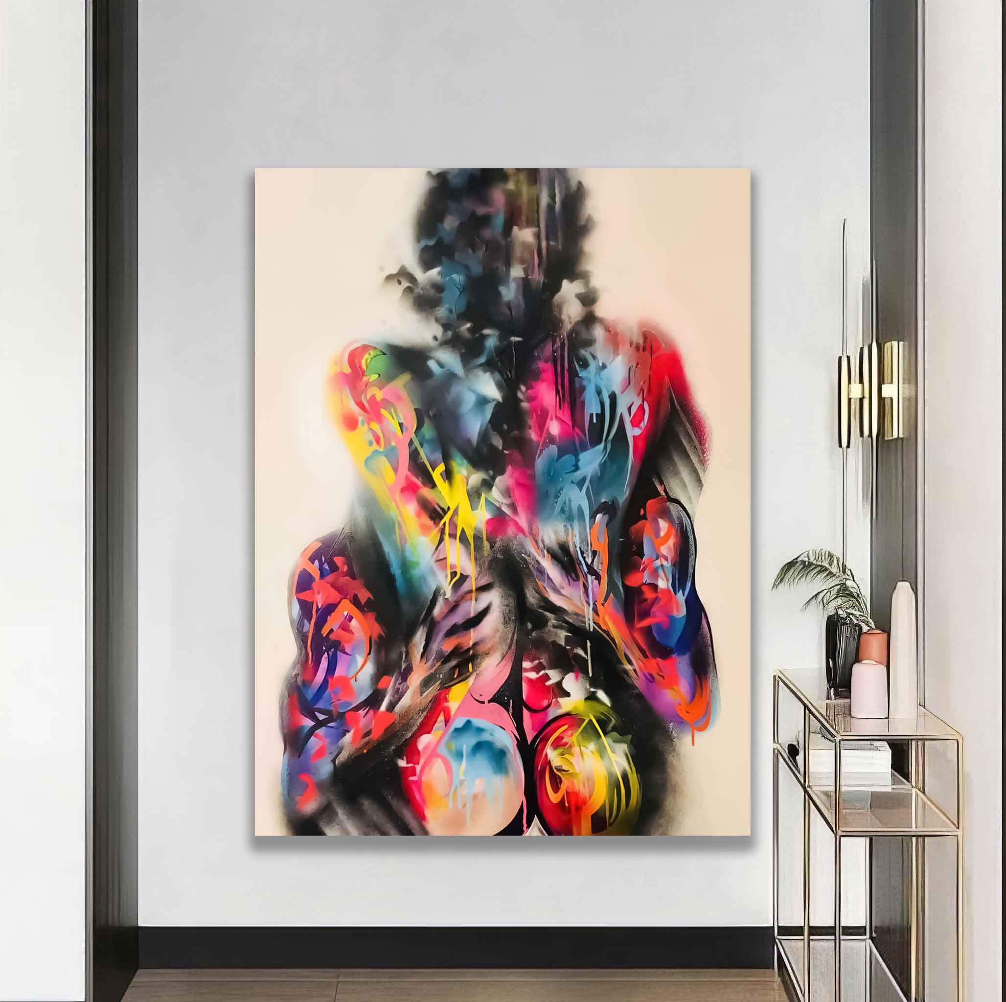 Colorful Abstract Romantic Canvas Wall Art, Lovers Canvas Print, Couple ...