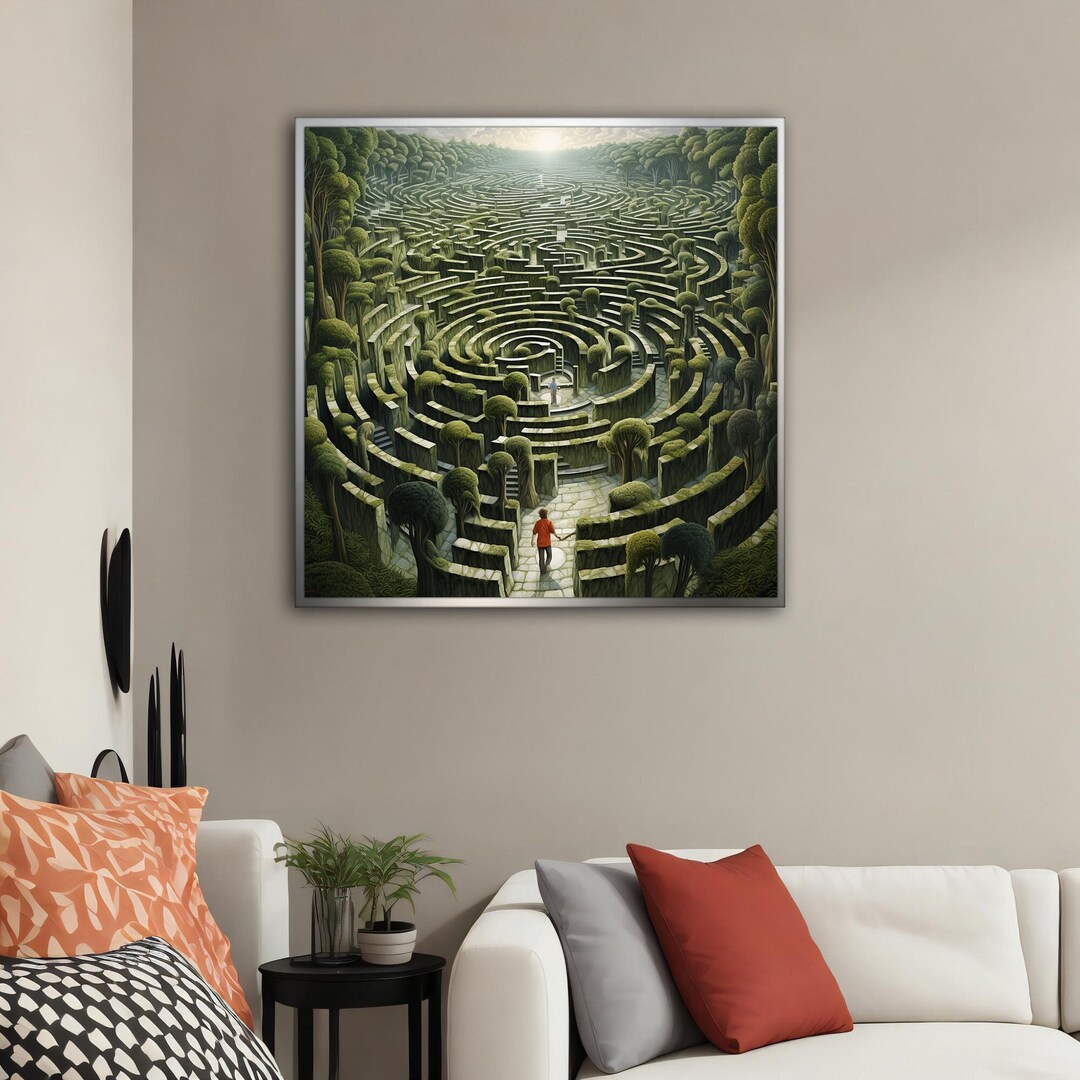 Labyrinth Surreal Canvas, Labyrinth Surreal Wall Art, Labyrinth Canvas Wall Art, Labyrinth ...