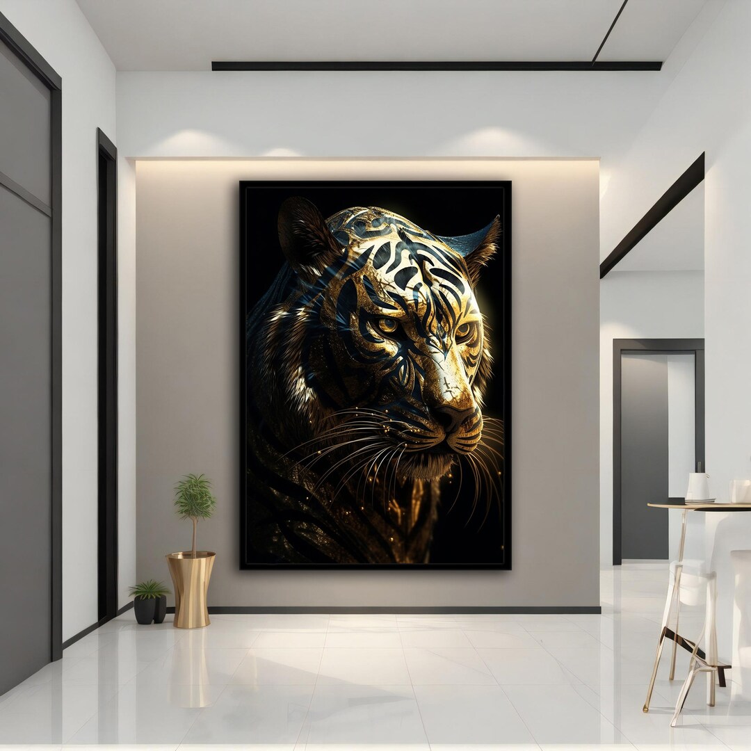 Gold Tiger Wall Art Canvas, Canvas Print, Tiger Canvas, Tiger Wall ...