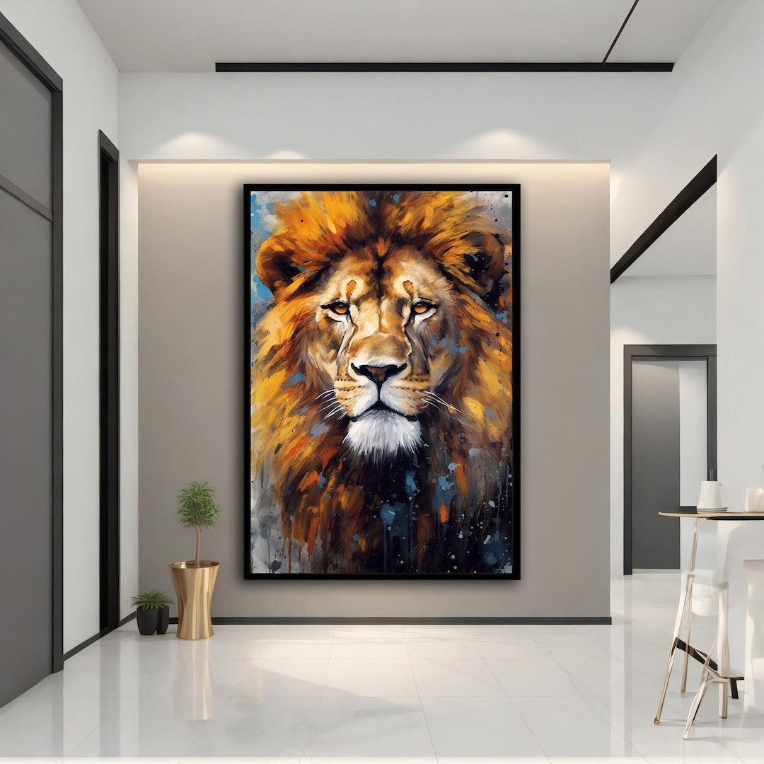 Colorful Lion Canvas, Colorful Animal Canvas, Lion Print Canvas ...