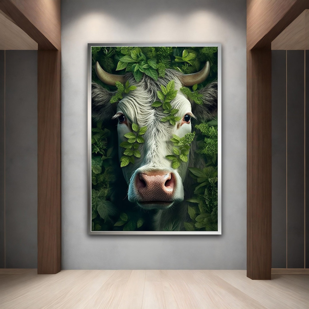 Cow Canvas Print, Cow Canvas Wall Art, Cow Wall Decor, Animal Canvas ...
