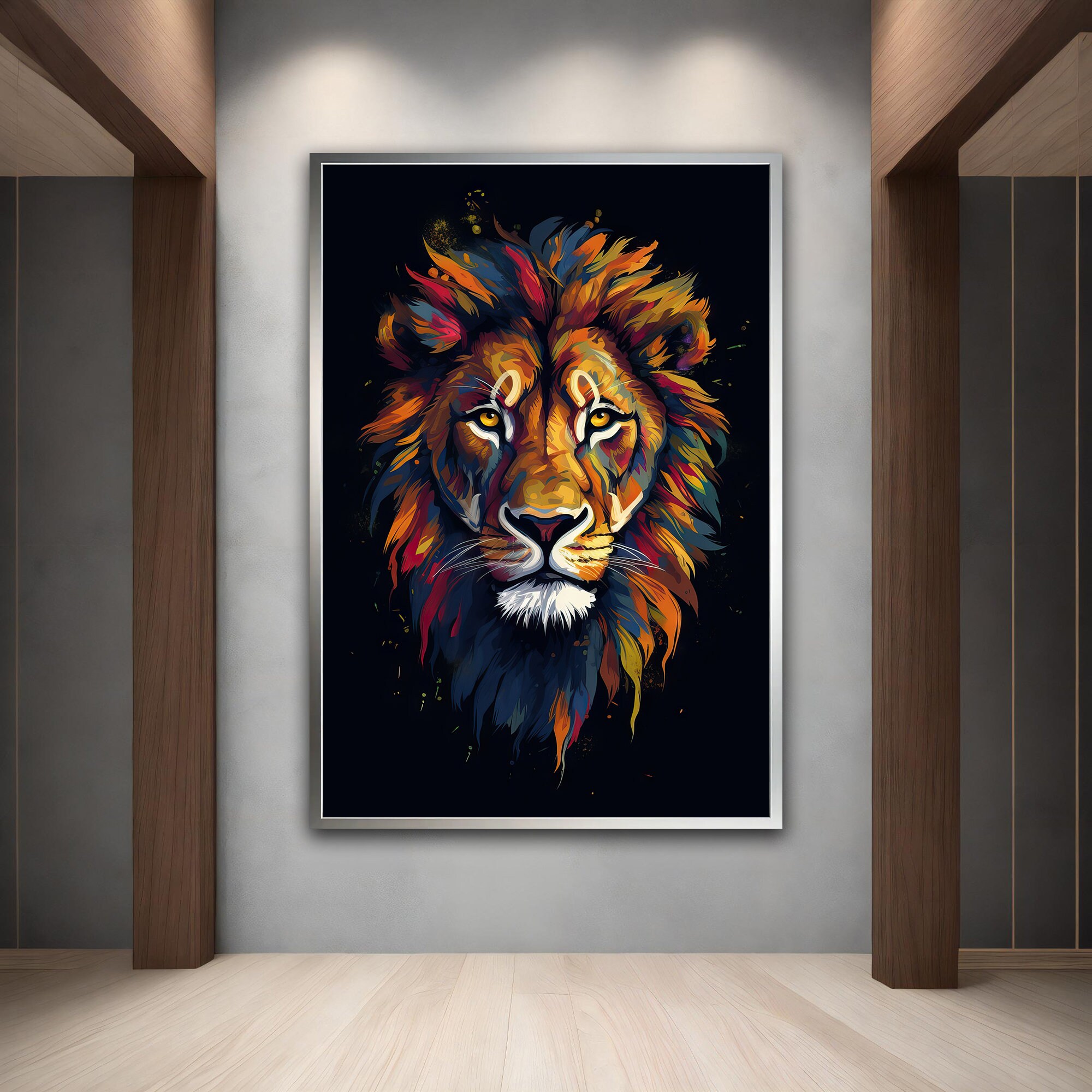 Lion Canvas Painting, Colorful Animal Canvas, Animal Painting, Lion ...