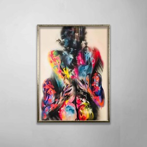 Colorful Abstract Romantic Canvas Wall Art, Lovers Canvas Print, Couple ...