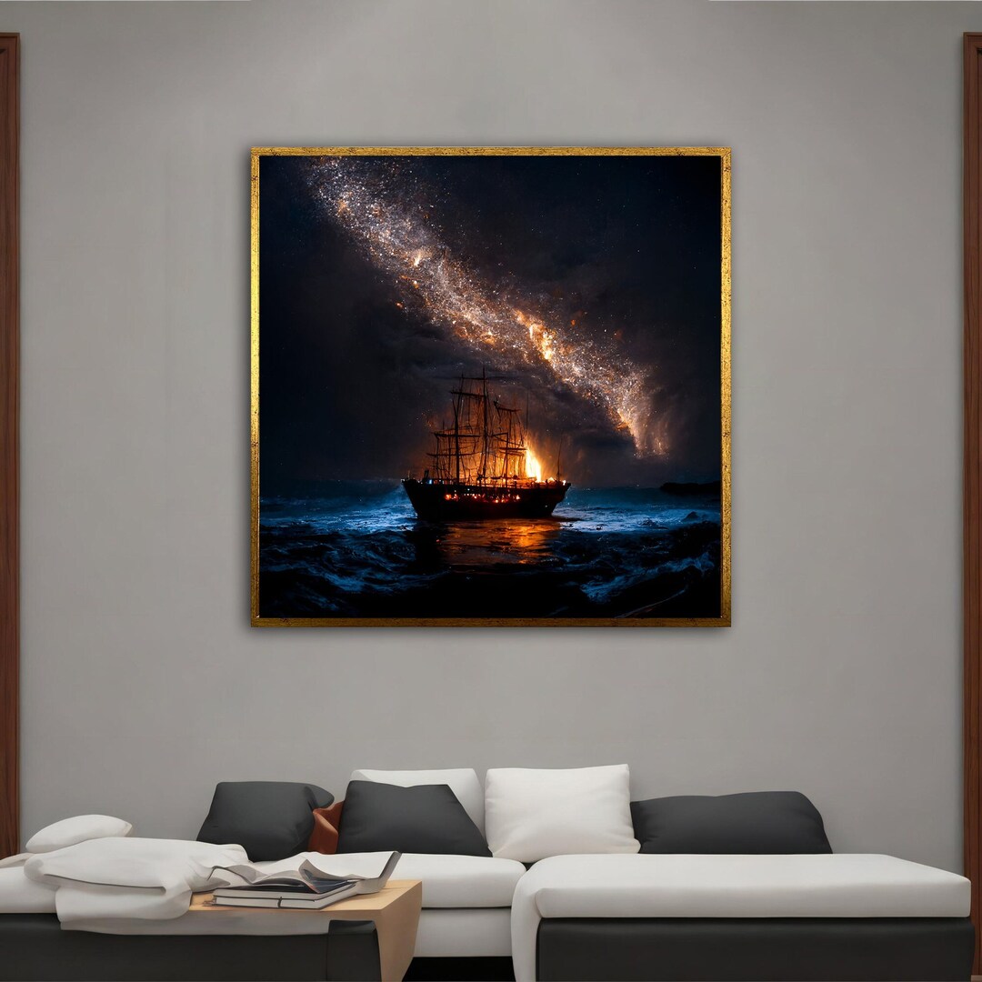 Ship Canvas Wall Art, Ship in the Ocean Canvas Wall Art, Ship Print Canvas, Ship Wall Art, Ship ...