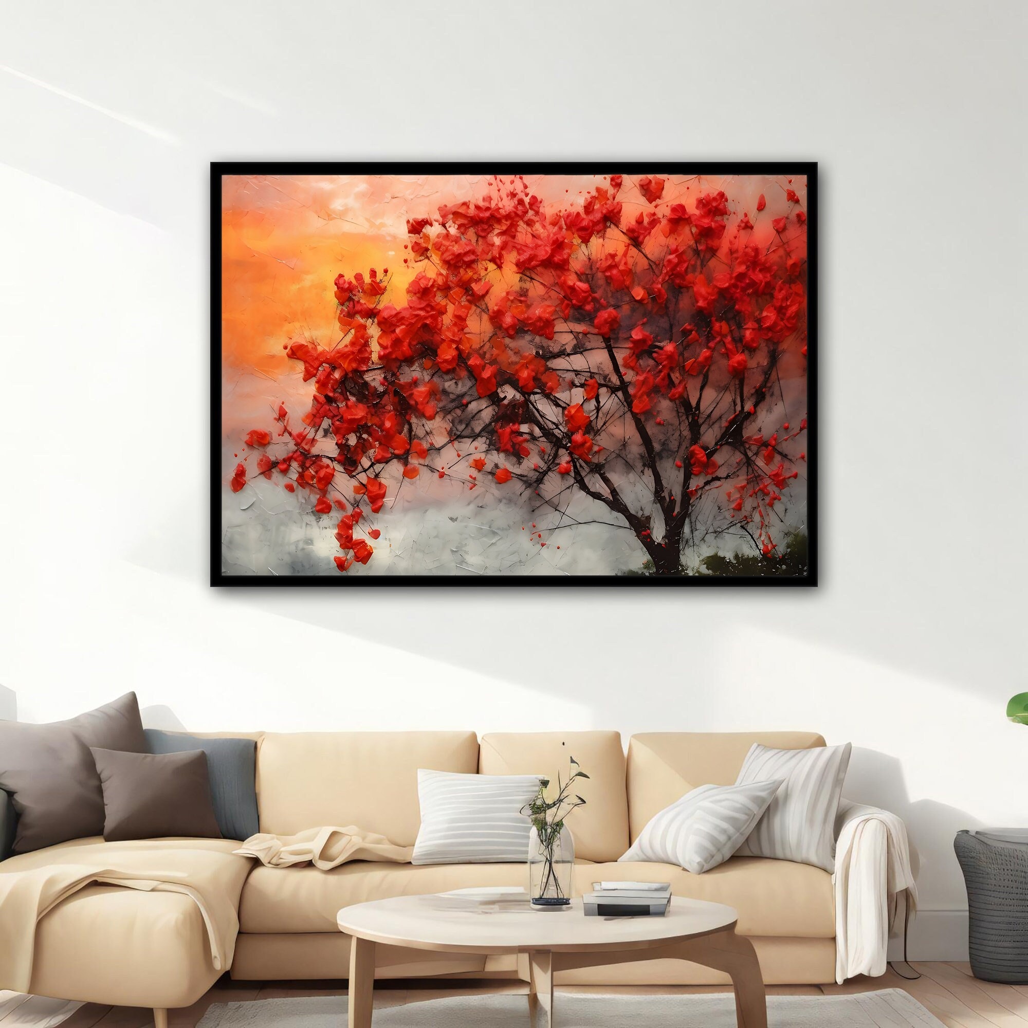 Abstract Tree Canvas Wall Art, Abstract Tree Painting Print, Tree ...