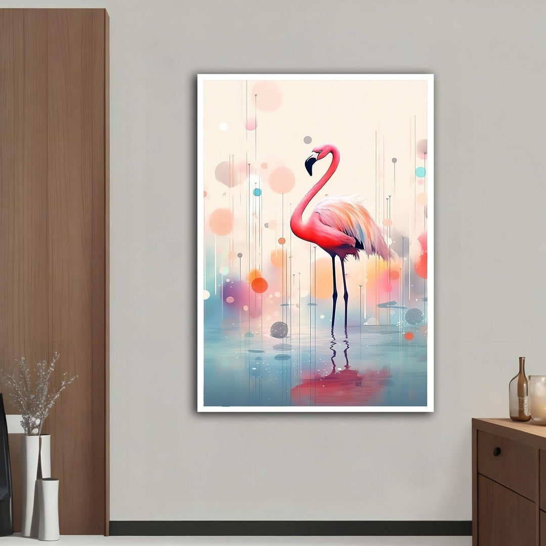 Flamingo Canvas Print, Colorful Flamingo Wall Decor, Flamingo Canvas ...