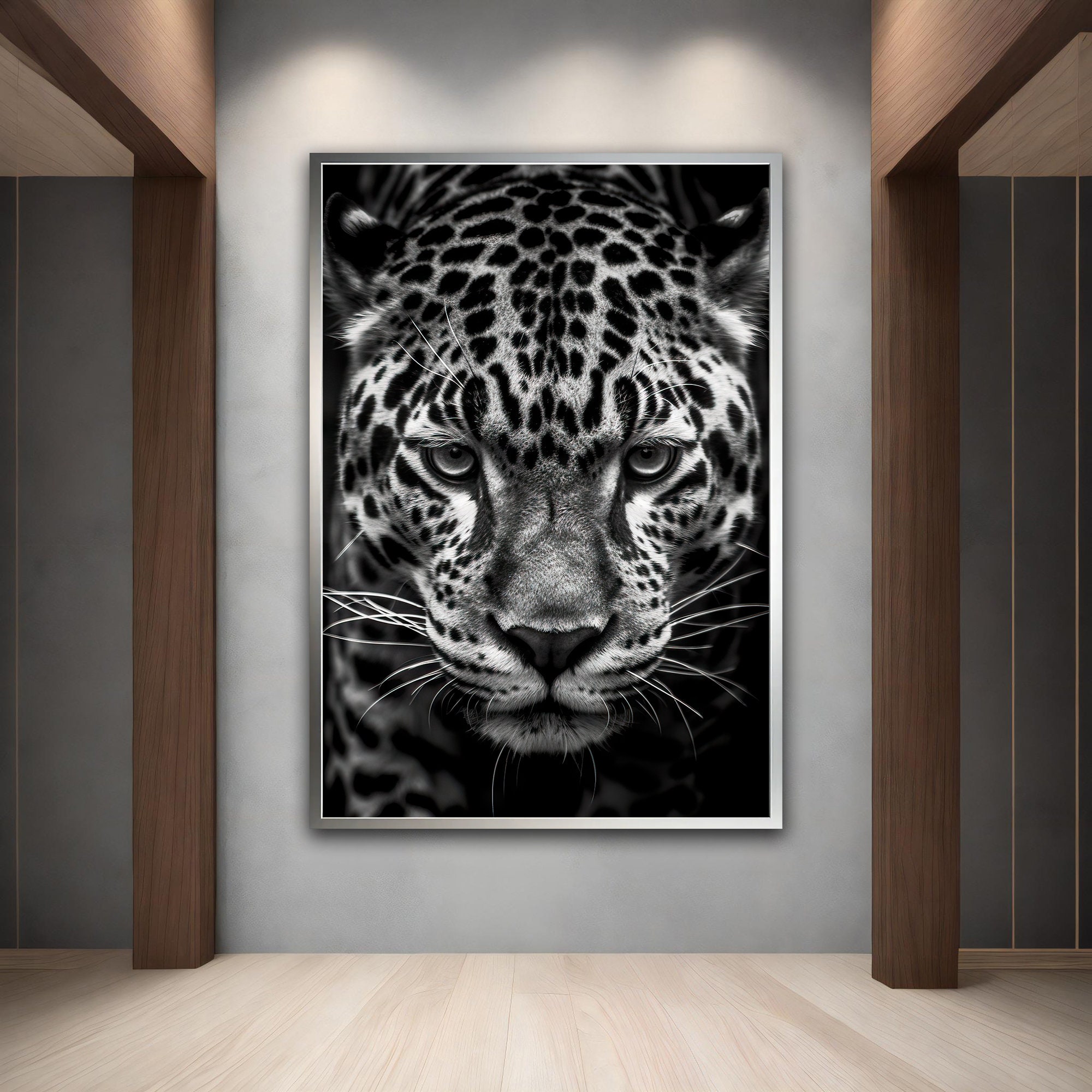 Black and White Leopard Canvas Print, Leopard Canvas Wall Art, Leopard ...